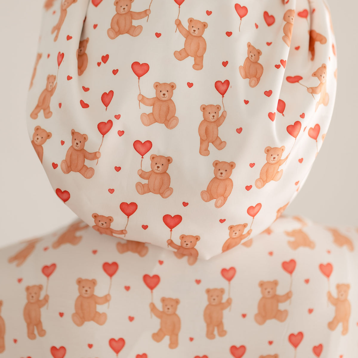 Kids Satin Bonnet in Heart Bears – Silks